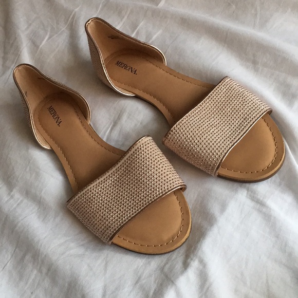 Merona | Shoes | Merona Rose Gold Sparkly Slides | Poshmark